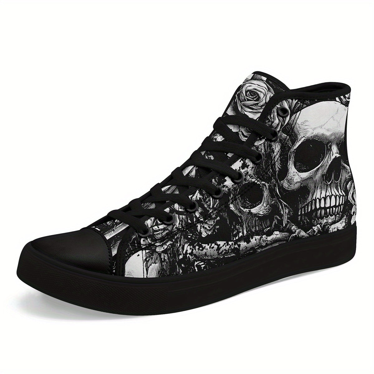 Coolcustomize Men's Gothic High-Top Sneakers - Black & White Skull ...