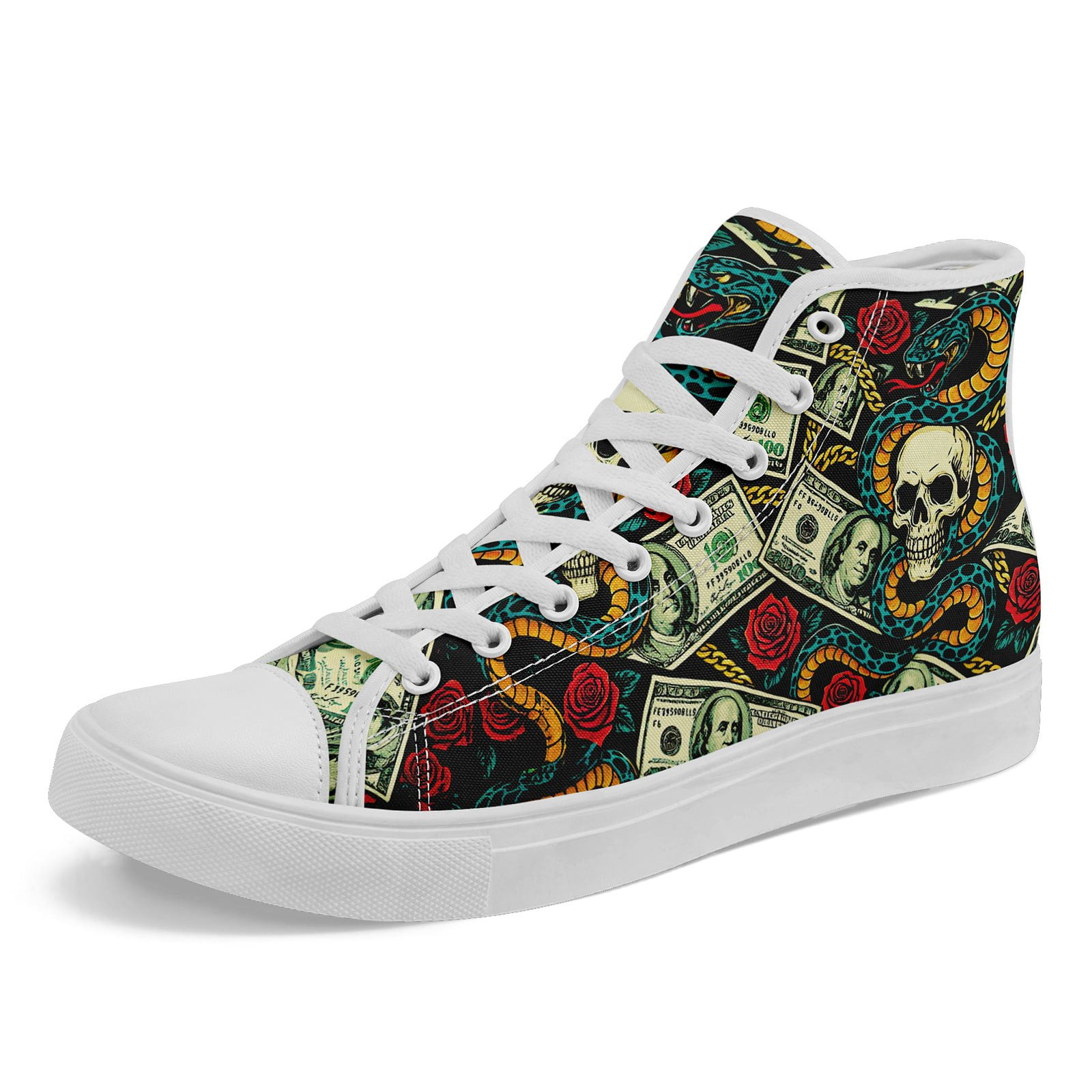 Coolcustomize Men's Gothic High-Top Sneakers - Gothic Skull & Snake ...