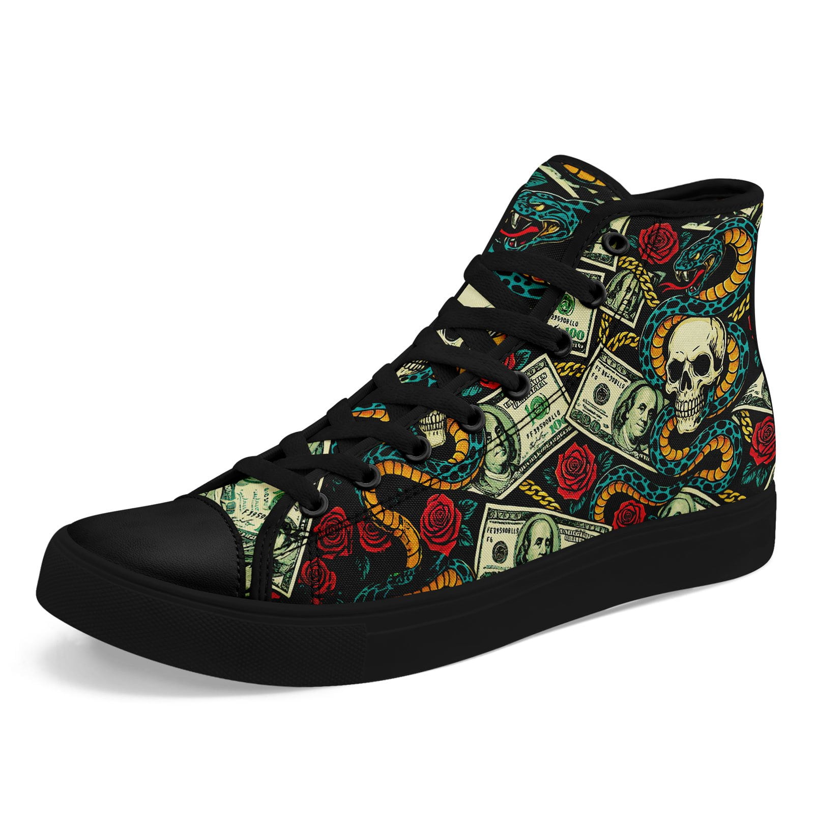 Coolcustomize Men's Gothic High-Top Sneakers - Gothic Skull & Snake ...