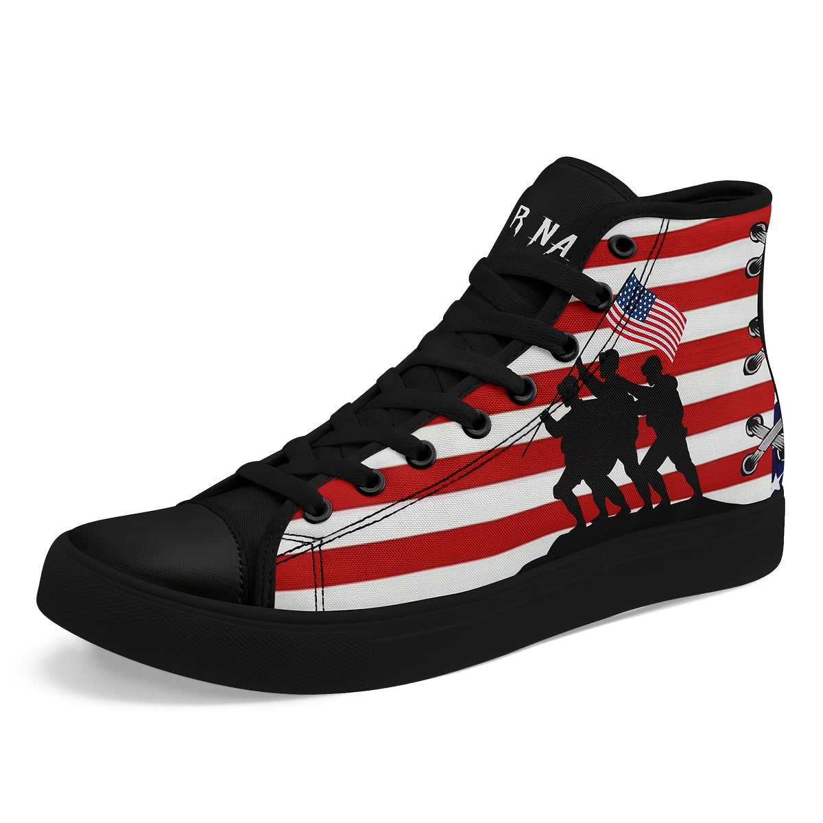 Coolcustomize Men's Gothic High-top Sneakers, American Flag & Skull ...