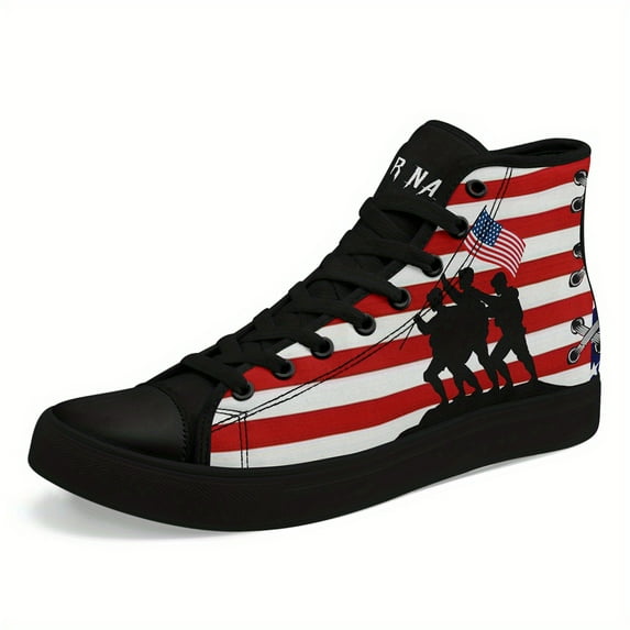 Coolcustomize Men's Gothic High-top Sneakers, American Flag & Skull ...