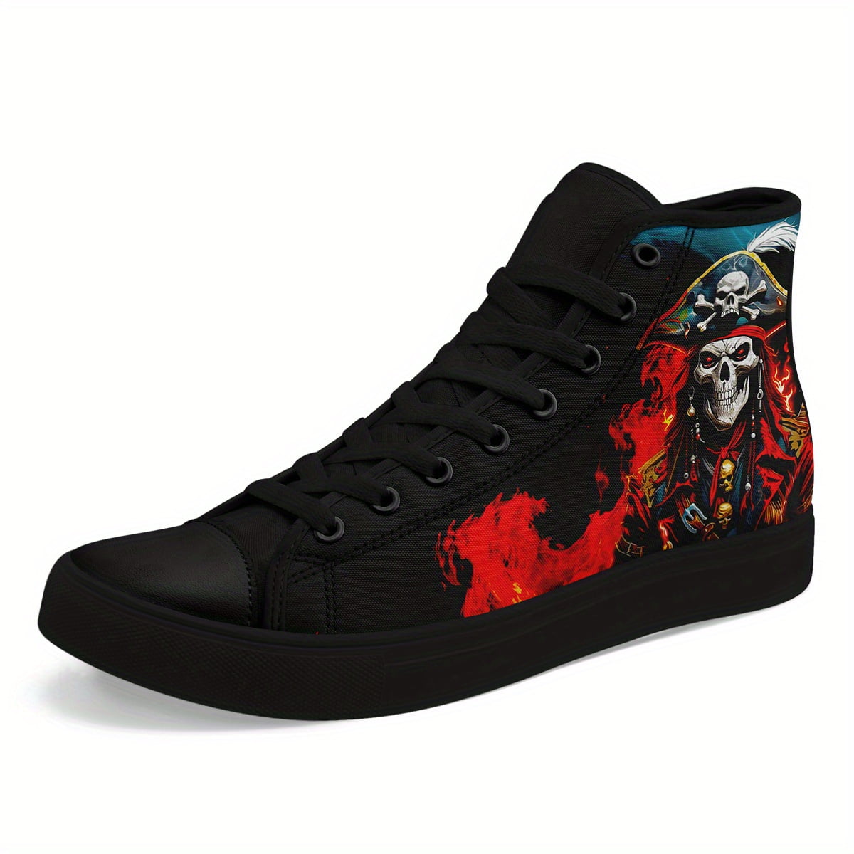 Coolcustomize Men's Gothic Punk Sneakers, Edgy Skull Pirate design with ...