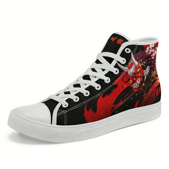 Coolcustomize Men's Gothic Samurai & Skull Print High-Top Sneakers ...