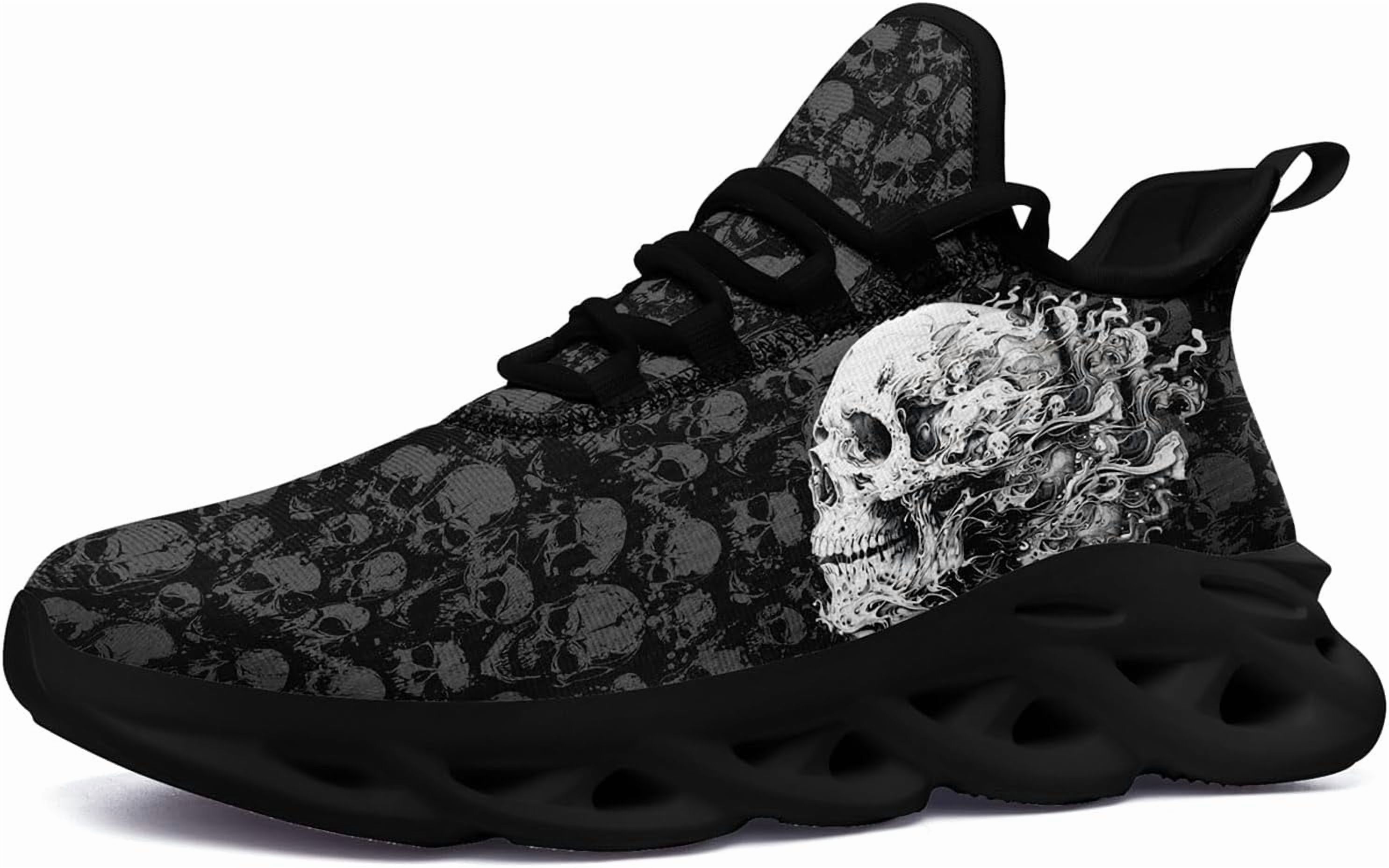 Coolcustomize Men's Gothic Skull Running Shoes, Punk Rock Breathable ...