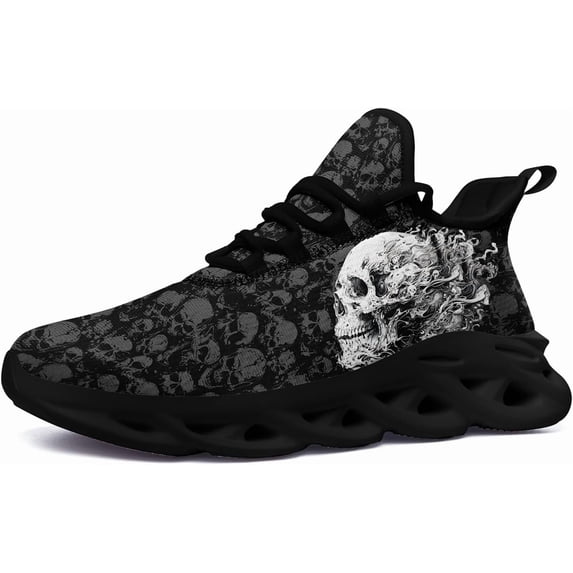 Coolcustomize Men's Gothic Skull Running Shoes, Punk Rock Breathable ...