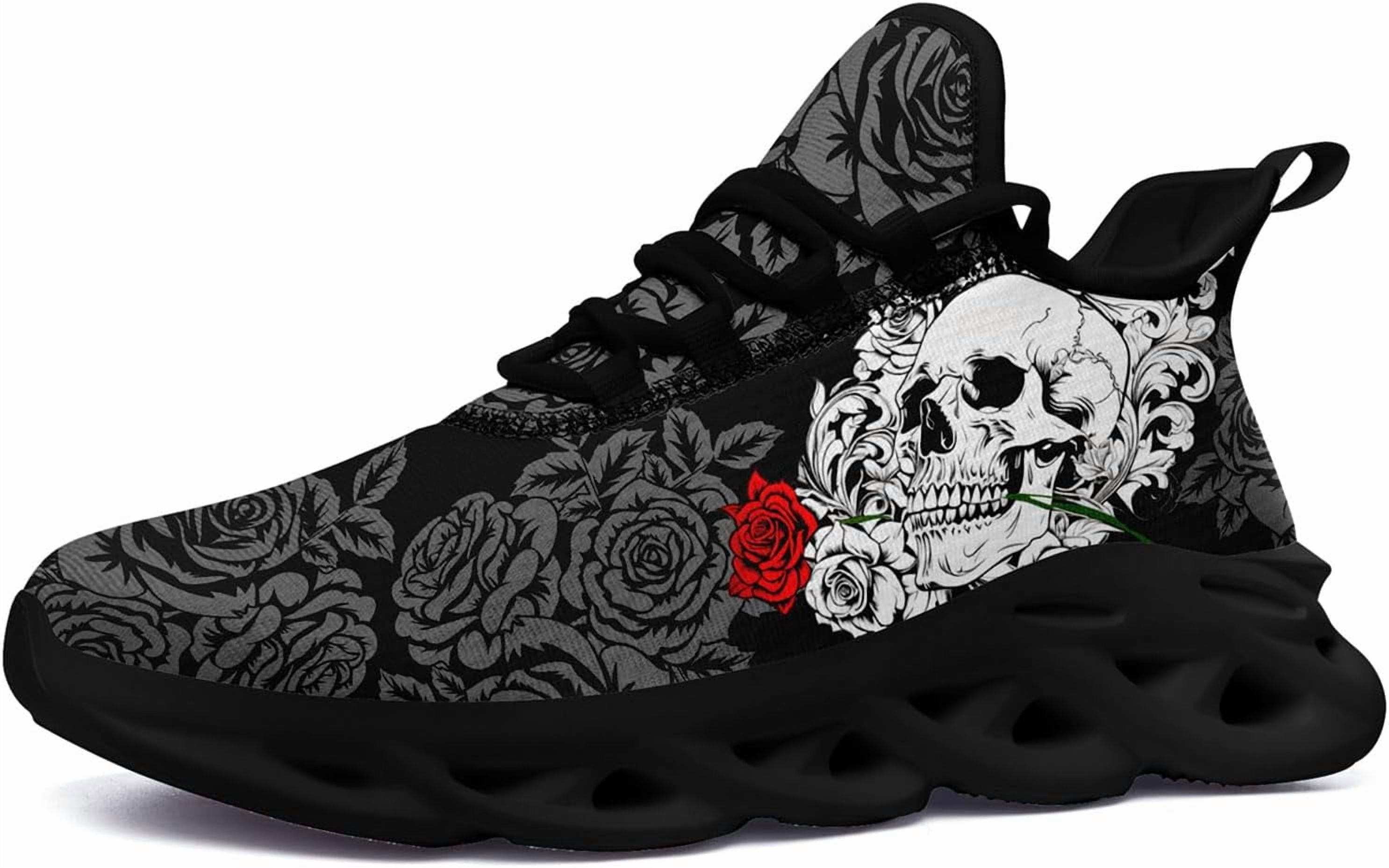 Coolcustomize Men's Gothic Skull Running Shoes, Punk Rock Breathable ...