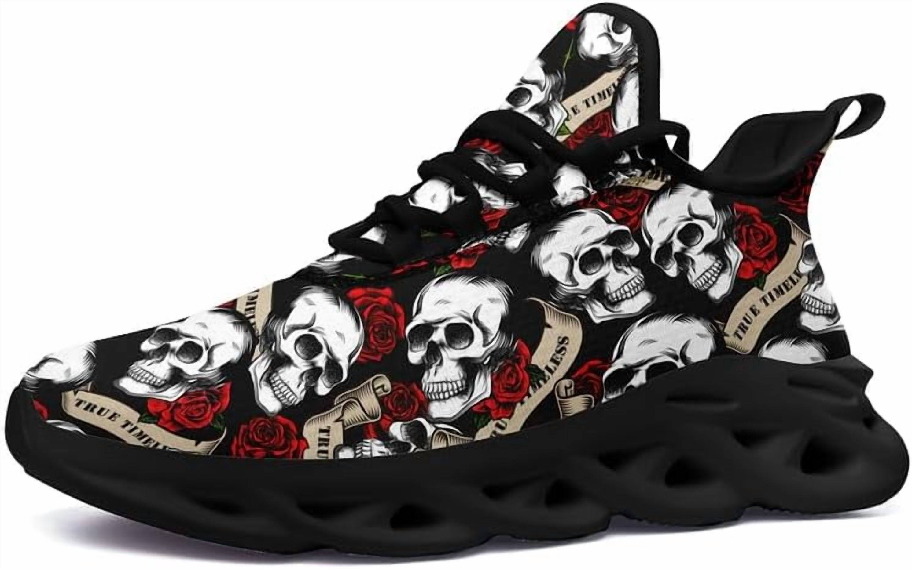 Coolcustomize Men's Gothic Skull Running Shoes, Punk Rock Breathable ...
