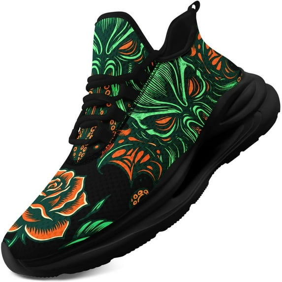 Coolcustomize Men's Gothic Skull Sneakers – Breathable Mesh Trail ...