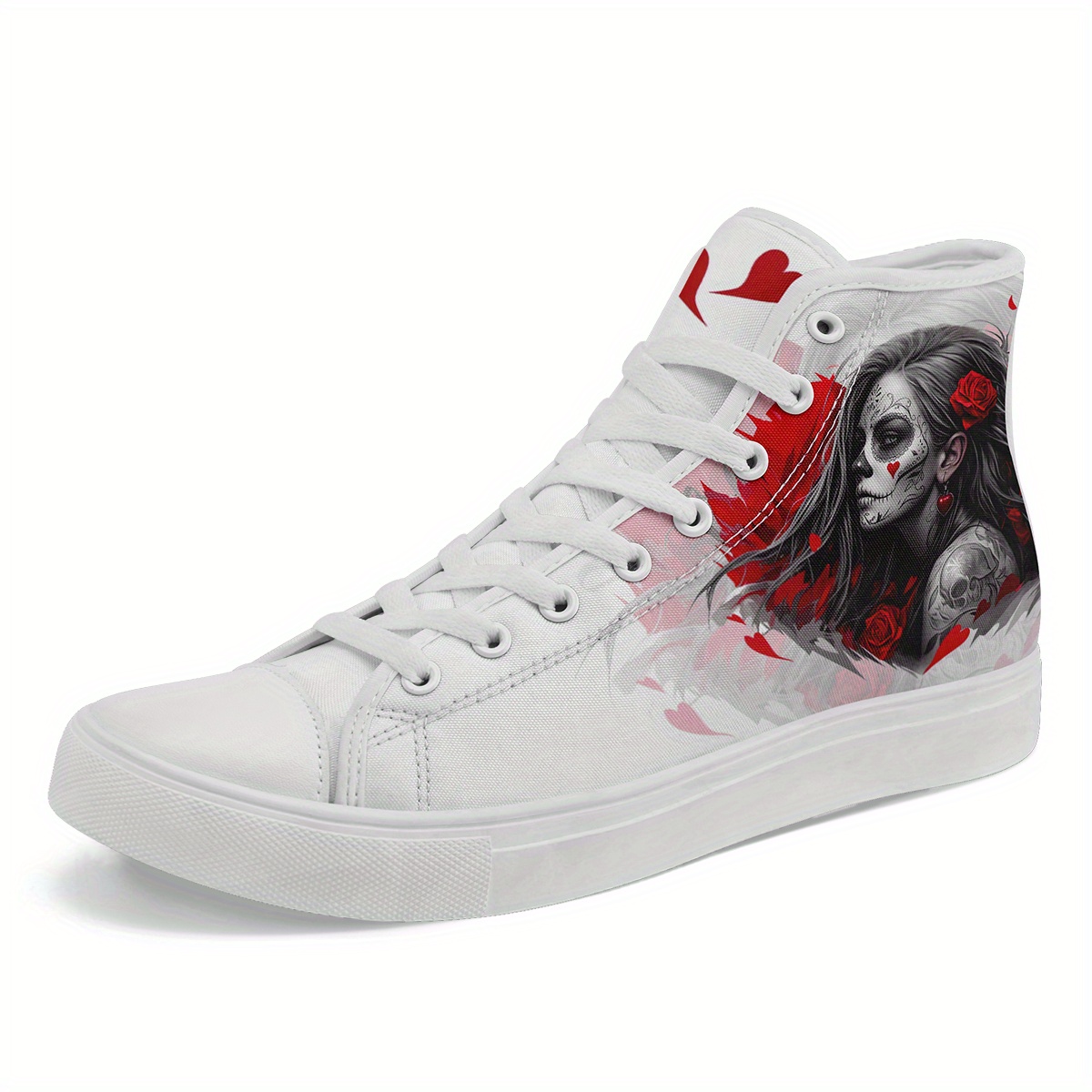 Coolcustomize Men's Gothic Skull Sneakers, High-top Punk Streetwear ...