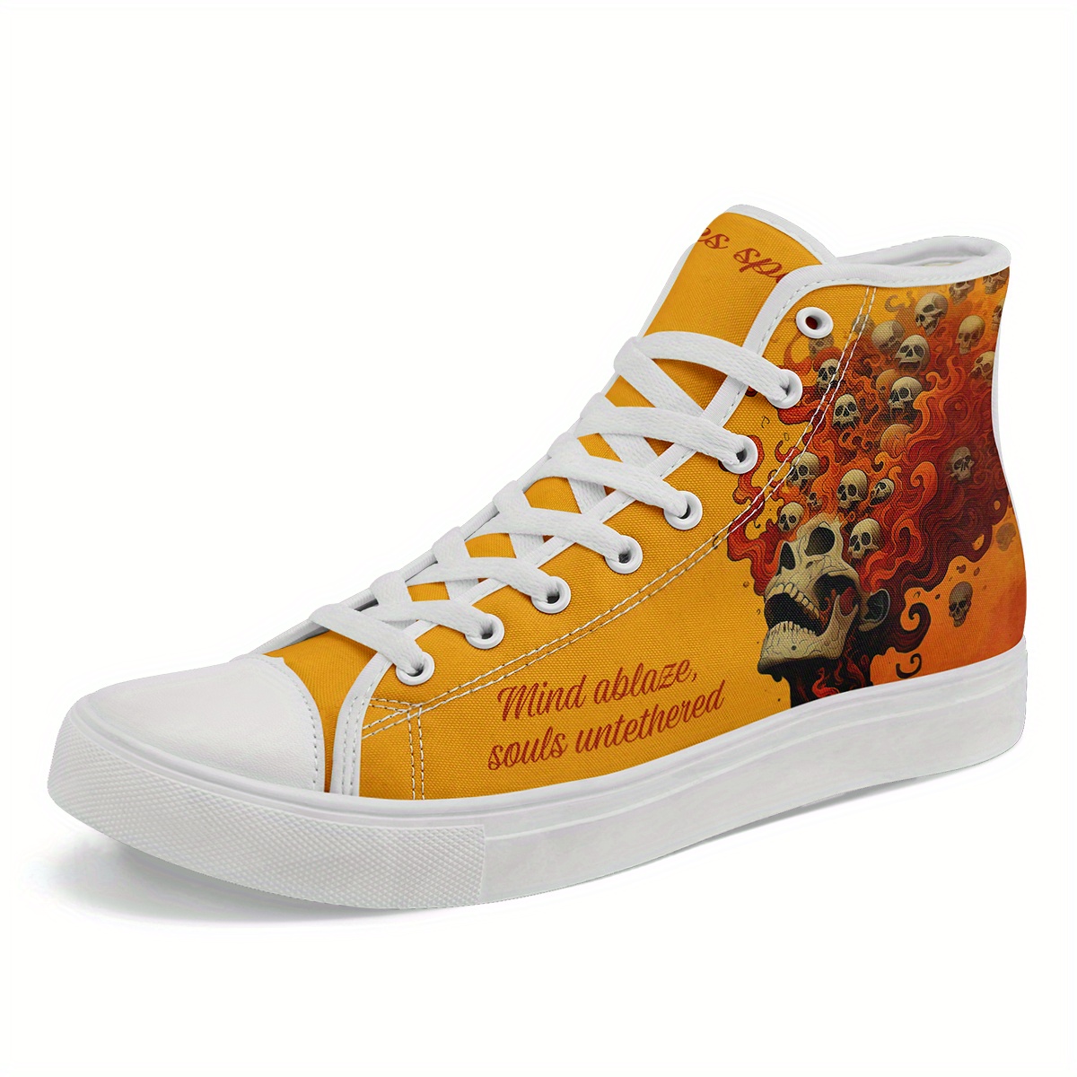 Coolcustomize Men's Gothic Streetwear Sneakers - Orange & Black Flame ...