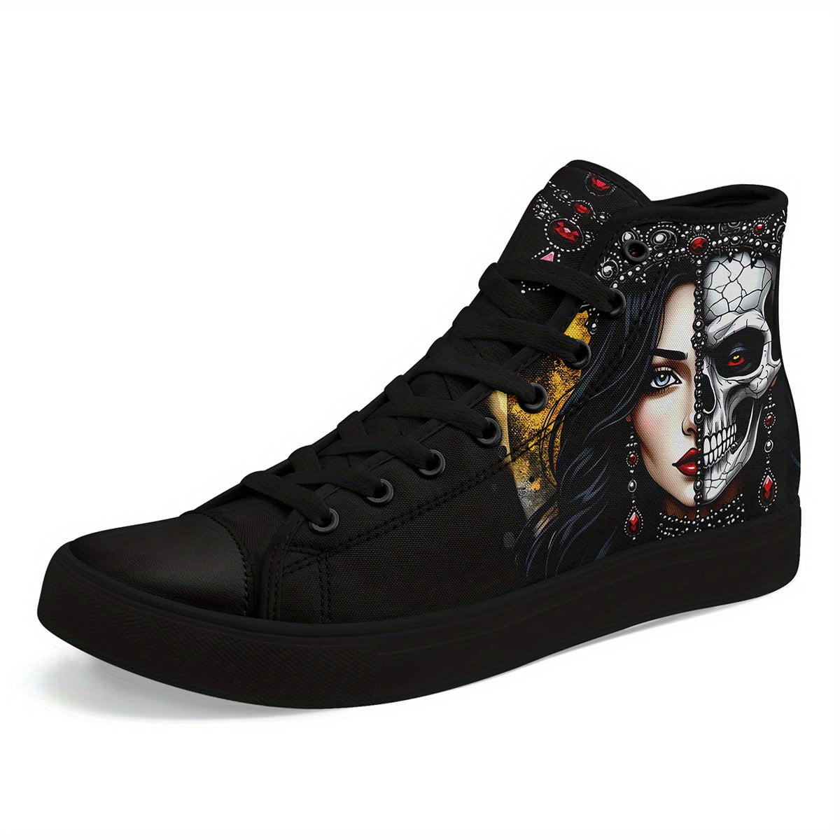 Coolcustomize Men's Gothic Style High-Top Sneakers - Skull & Rose ...