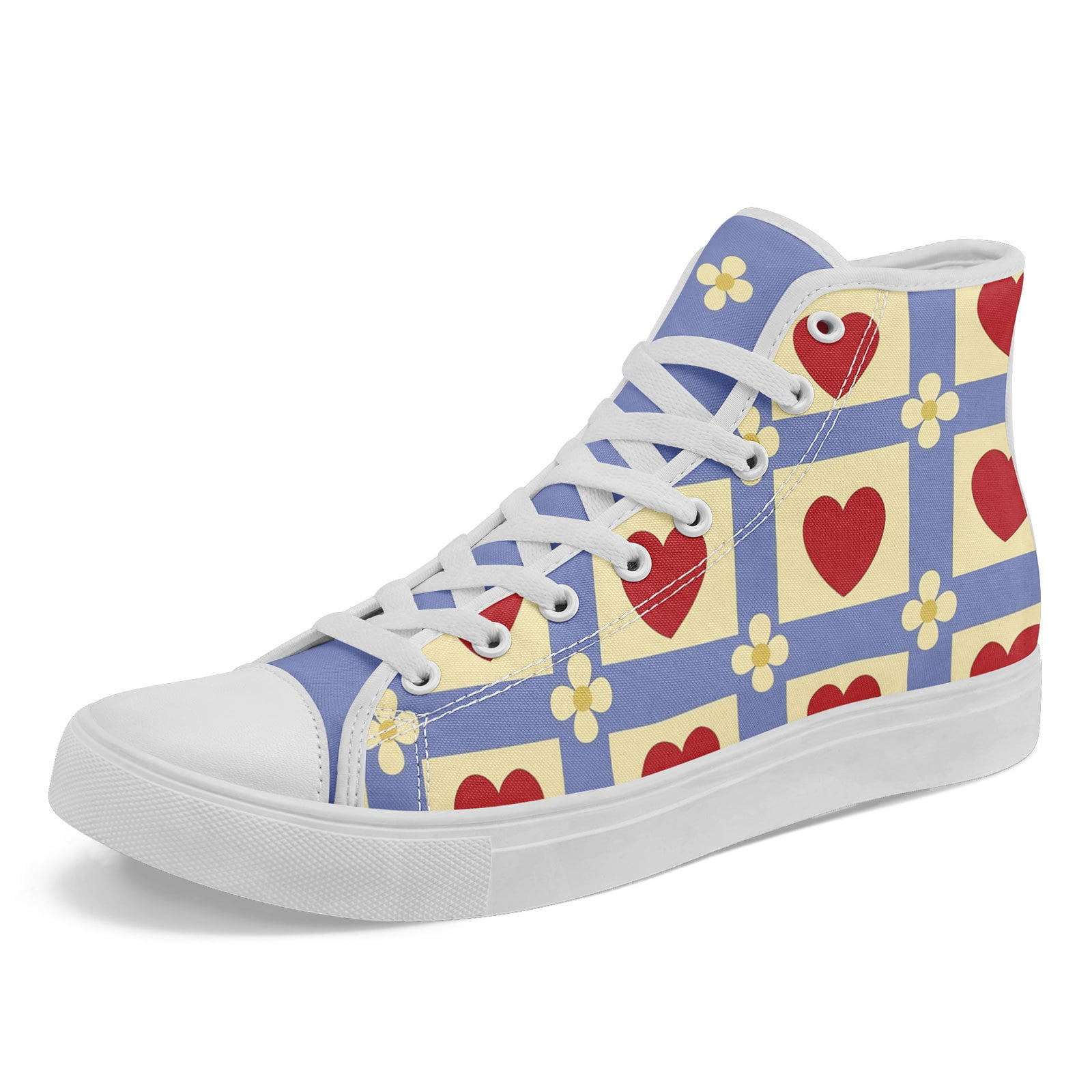 Coolcustomize Men's Heart & Floral Print High-top Sneakers - All-Season ...