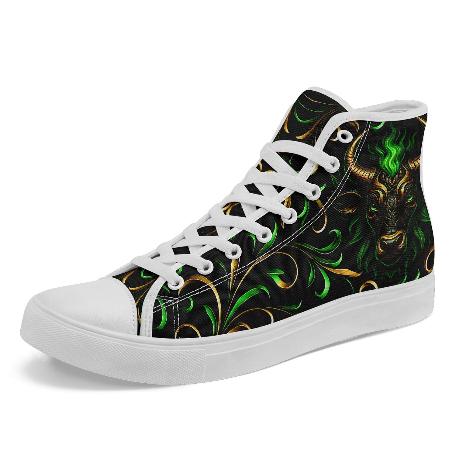 Coolcustomize Men's High-Top Sneakers - Ox-Patterned Streetwear Shoes with Lace-Up, Round Toe ...
