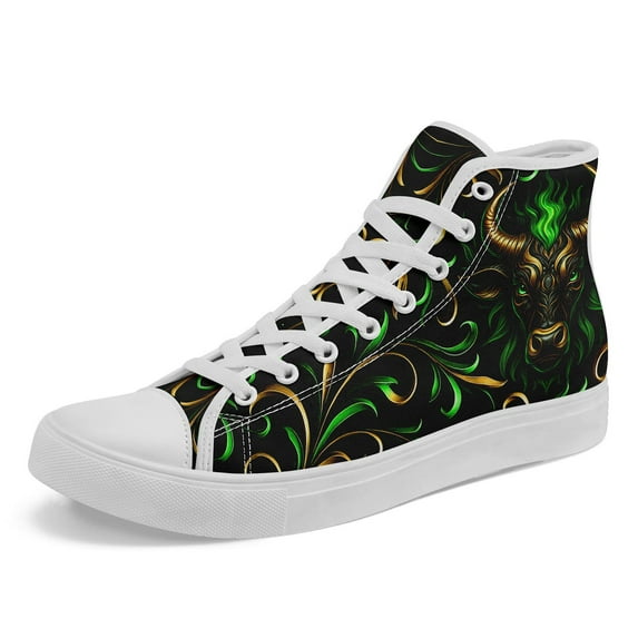 Coolcustomize Men's High-Top Sneakers - Ox-Patterned Streetwear Shoes ...