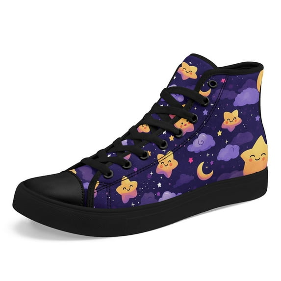 Coolcustomize Men's High-top Casual Shoes with Star, Moon & Cloud ...
