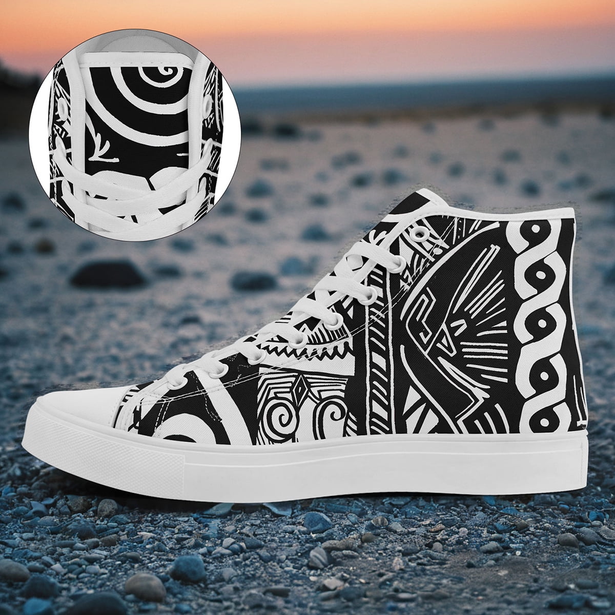 Coolcustomize Men's High-top Ethnic Style Sneakers, Trendy Black ...