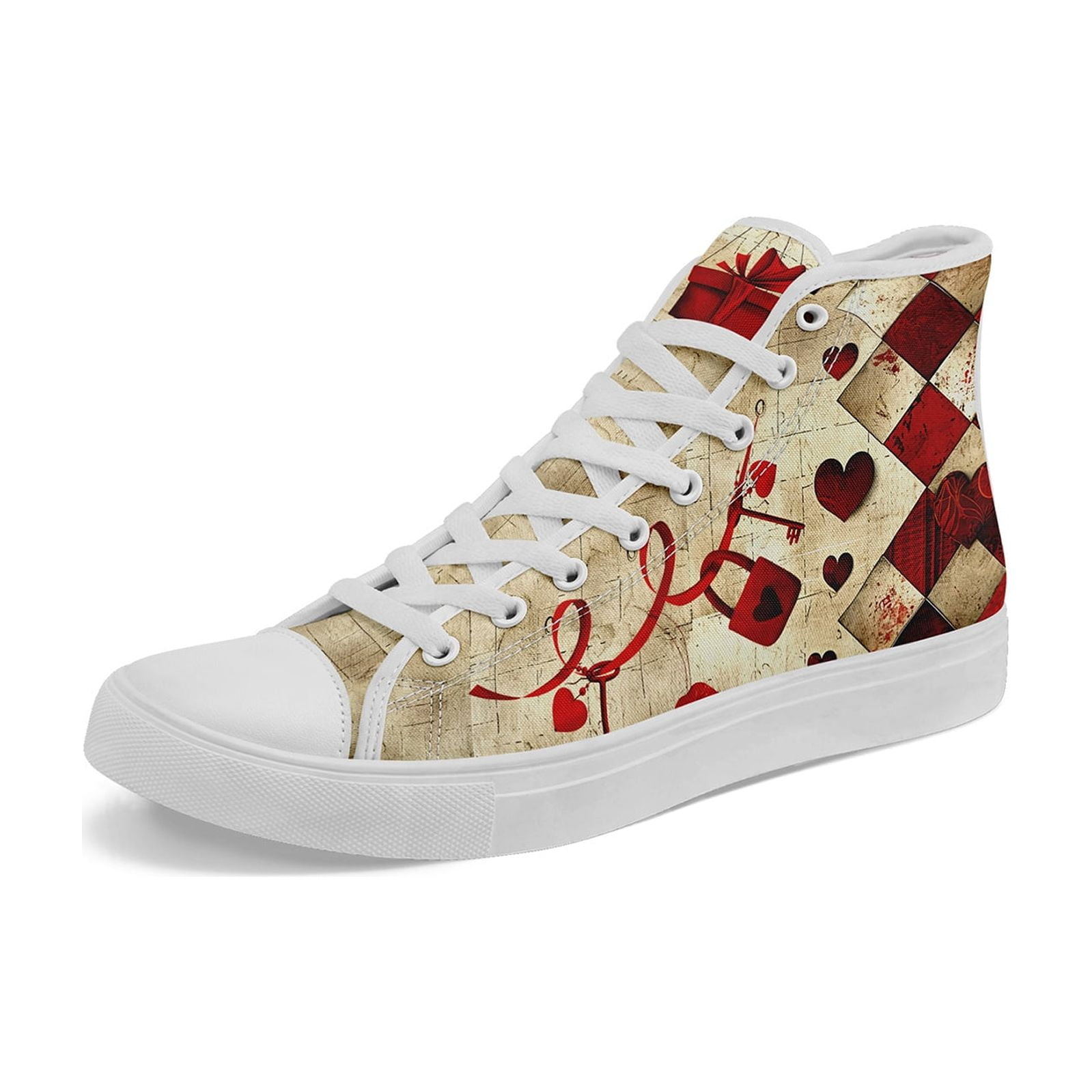 Coolcustomize Men's High-top Sneakers with Heart Design, Couple Stylish ...