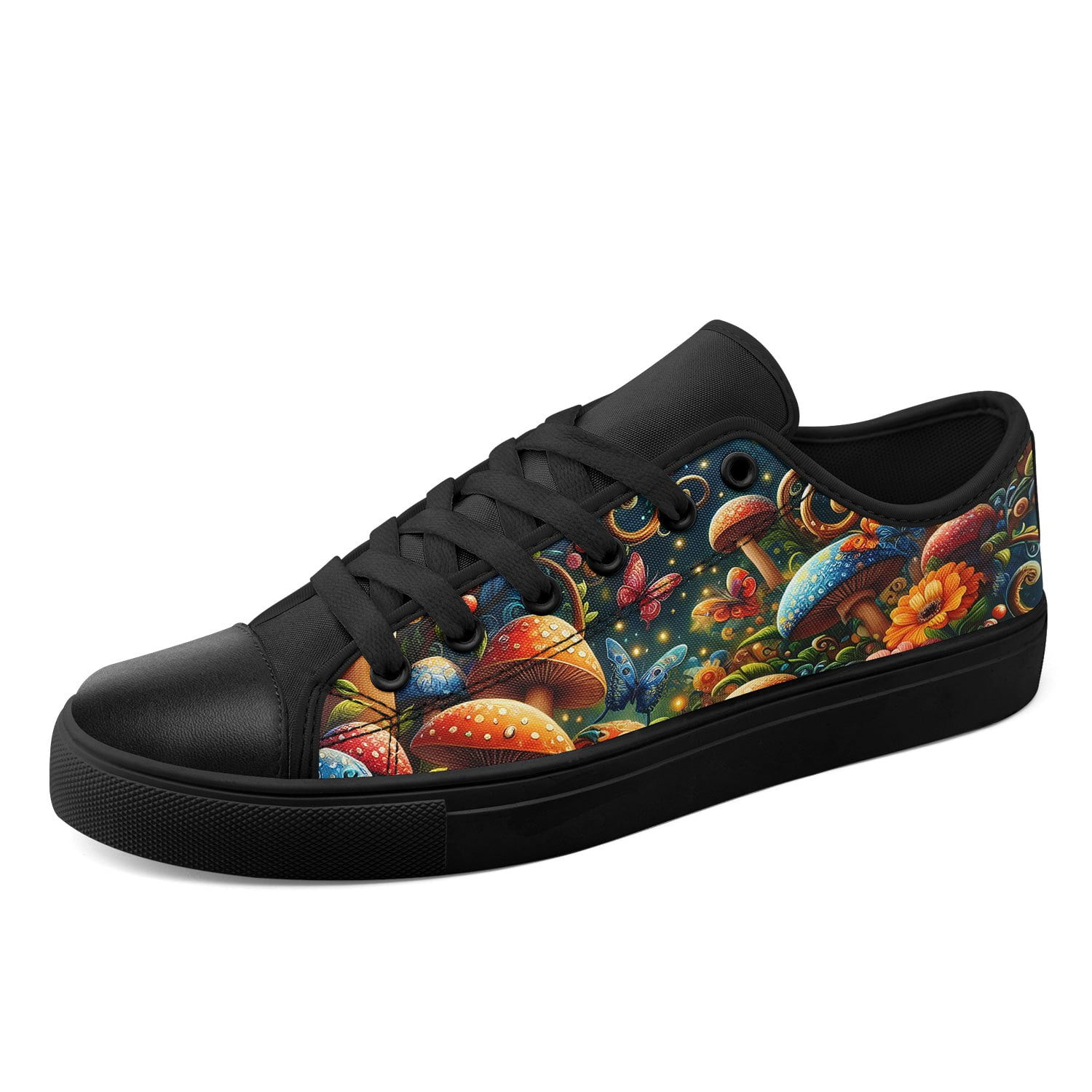 Coolcustomize Men's Lace-Up Sneakers with Vibrant Colorful Mushroom ...