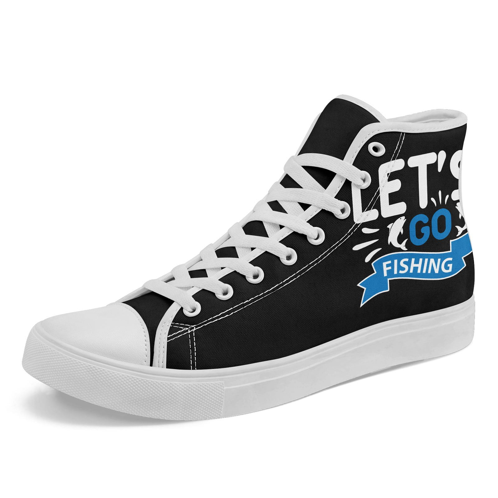 Coolcustomize Men's "Let'S Go Fishing" High-Top Walking Sneakers ...