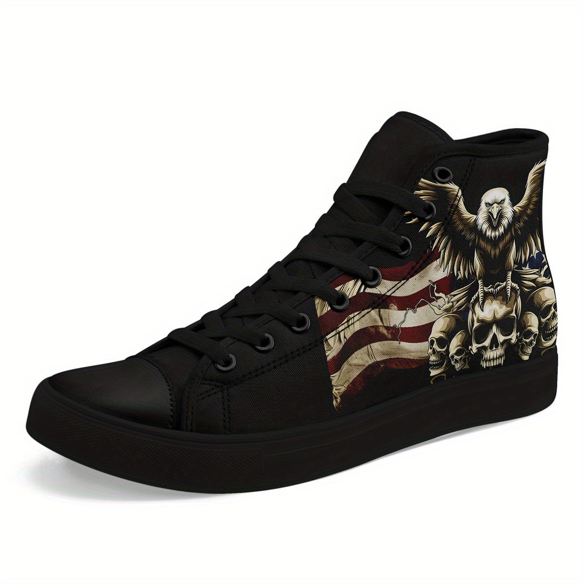 Coolcustomize Men's PLUS SIZE Gothic Punk Sneakers, Skull & Red/White ...