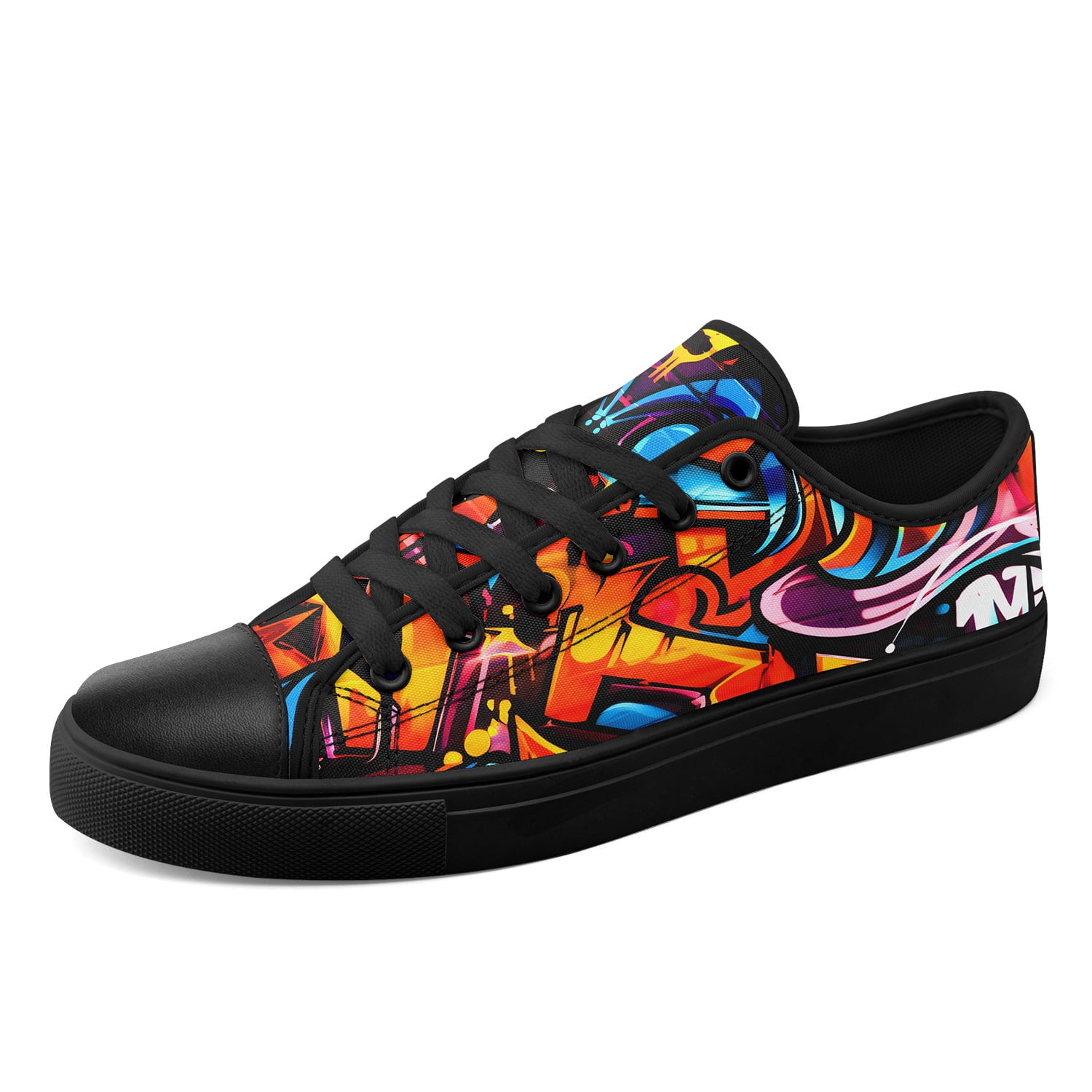Coolcustomize Men's Plus Size Bright Abstract Graffiti Low-Top Sneakers ...