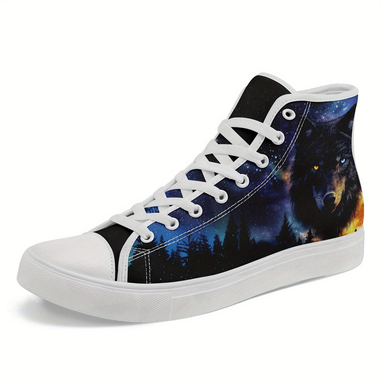 Coolcustomize Men's Plus Size Dual Eye Wolf Design High Top Sneakers ...