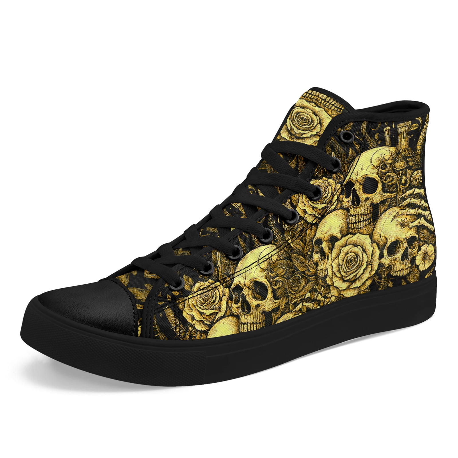 Coolcustomize Men's Plus Size Gothic High-top Sneakers Skull & design ...