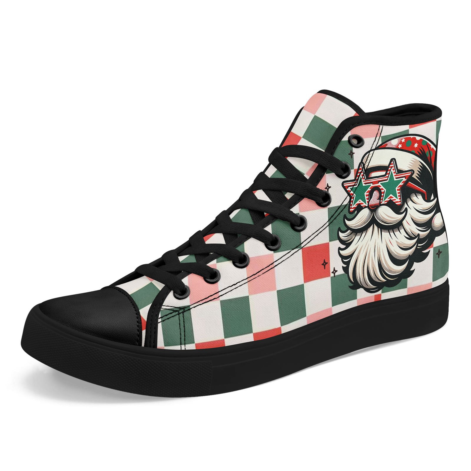 Coolcustomize Men's Plus Size High-Top Christmas Santa Plaid Sneakers ...