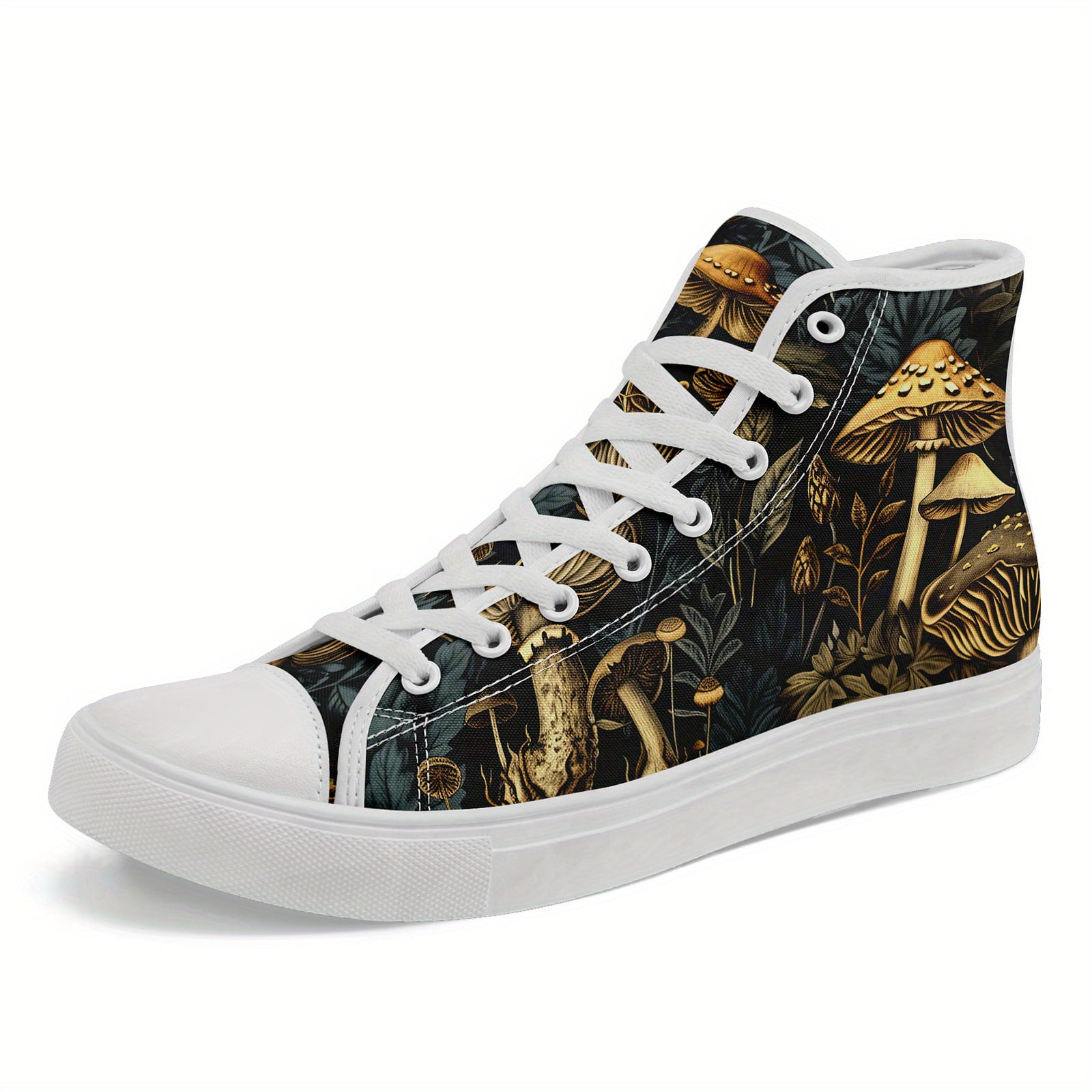 Coolcustomize Men's Plus Size High-Top Mushroom Print Casual Sneakers ...