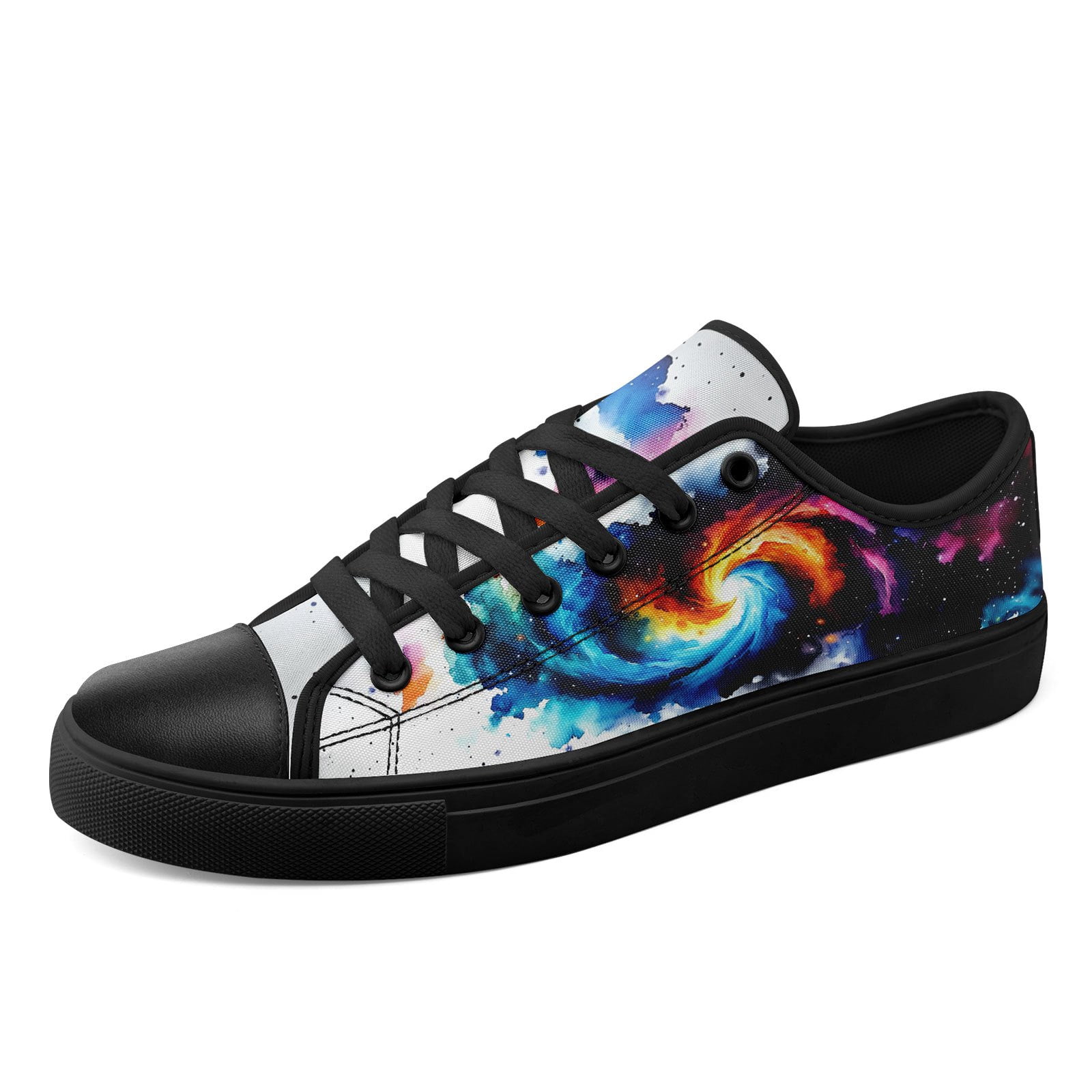 Coolcustomize Men's Plus Size Lace-Up Bright Galaxy Swirl Sneakers ...