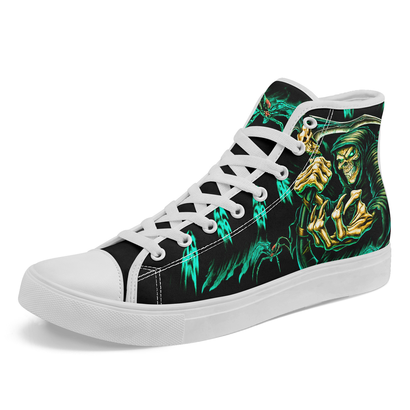 Coolcustomize Men's Plus Size Neon Grim Reaper High-Top Sneakers ...