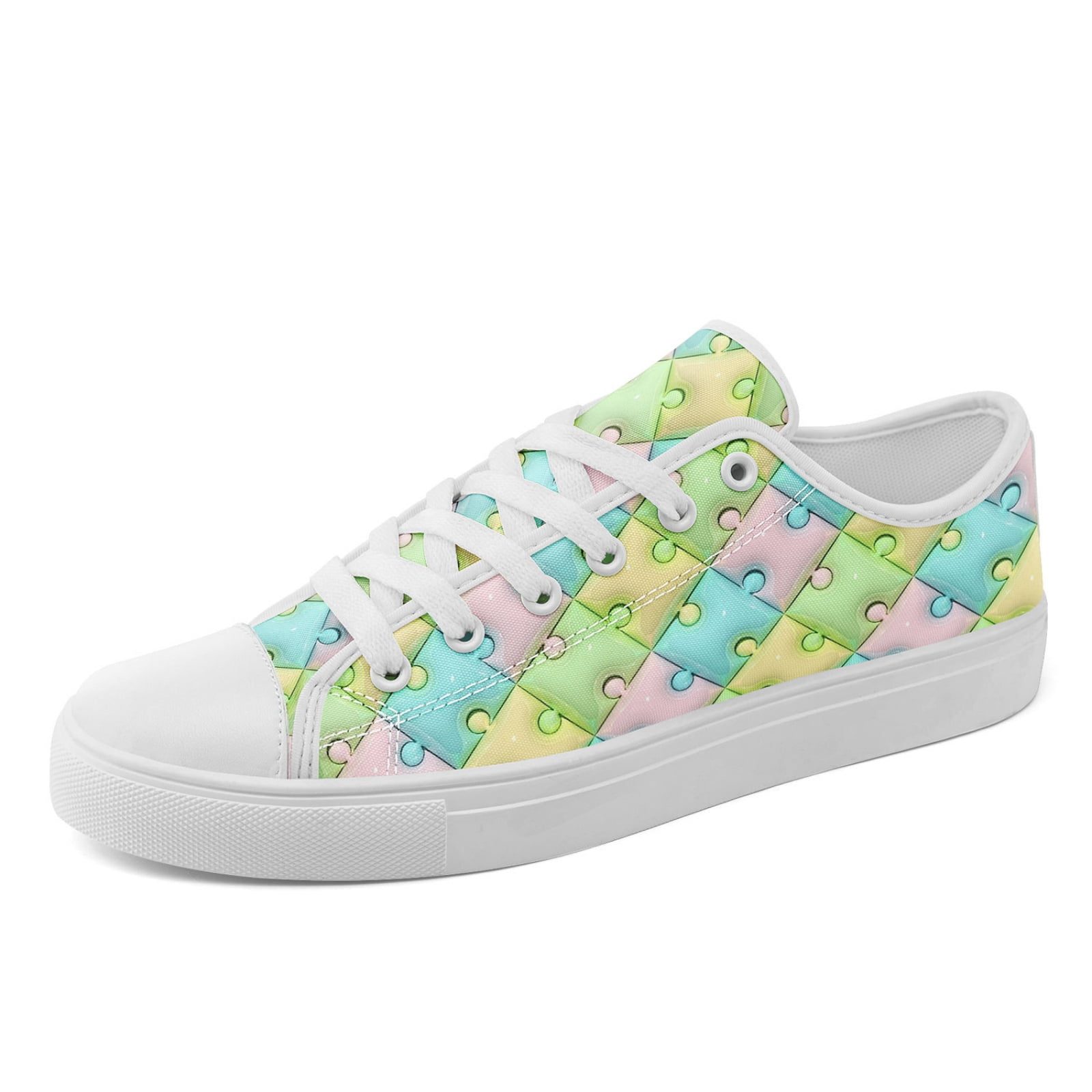 Coolcustomize Men's Plus Size Pastel Puzzle Piece Lace-Up Casual Shoes ...