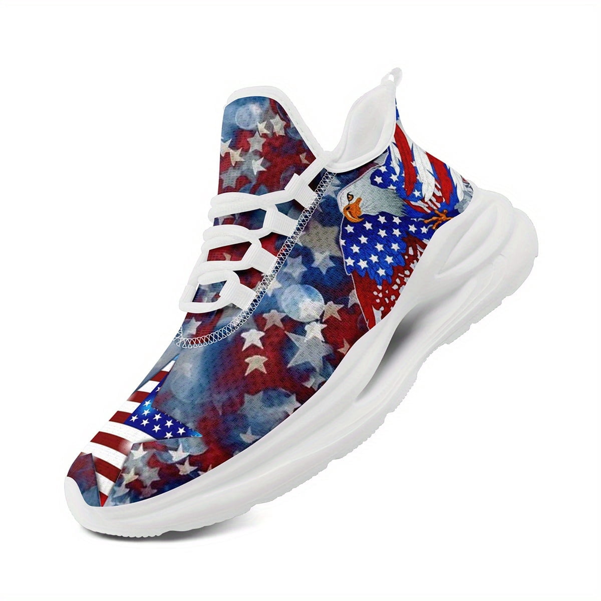 Coolcustomize Men's Plus Size Patriotic American Flag & Eagle Sneakers ...