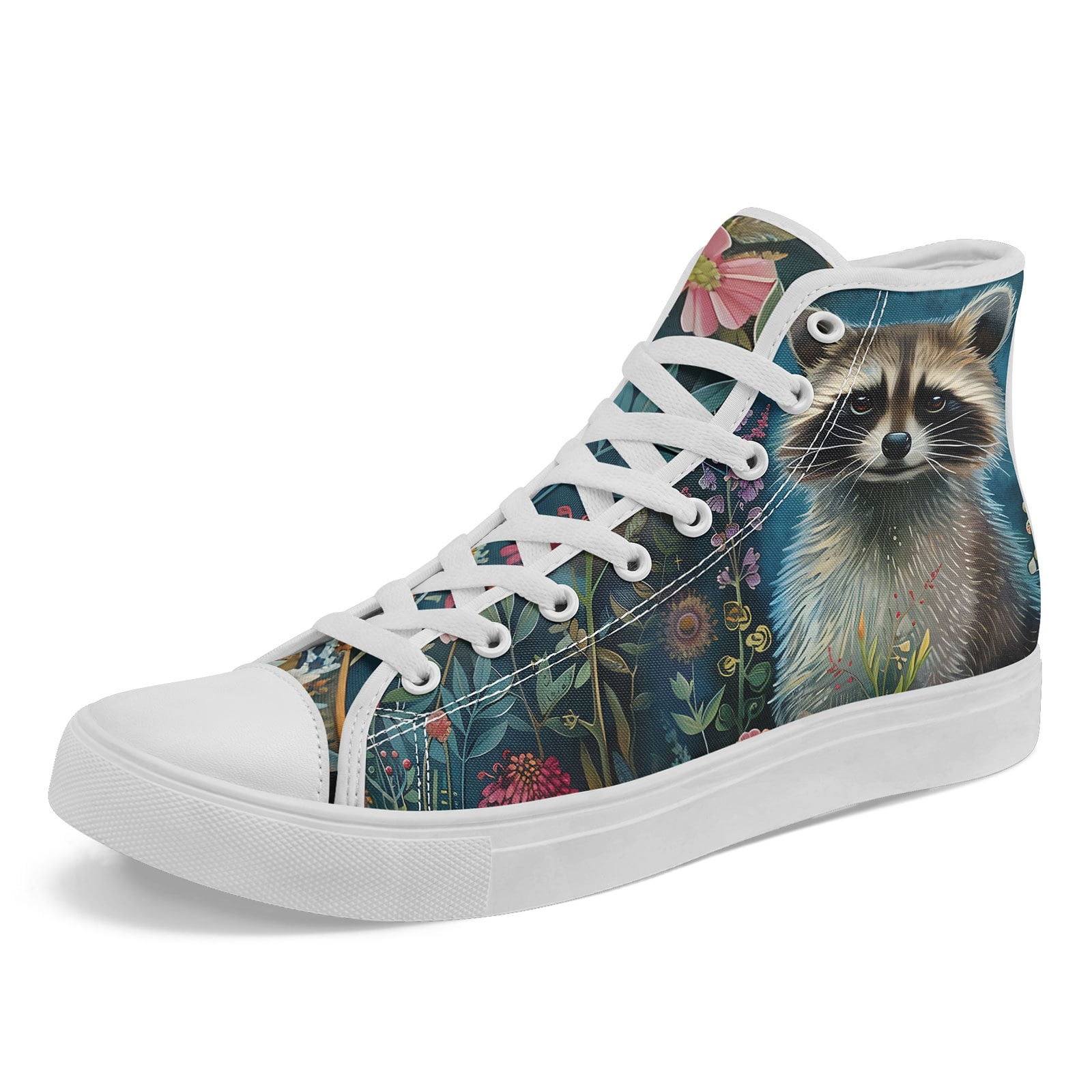 Coolcustomize Men's Plus Size Raccoon Print High-Top Sneakers - Vintage ...