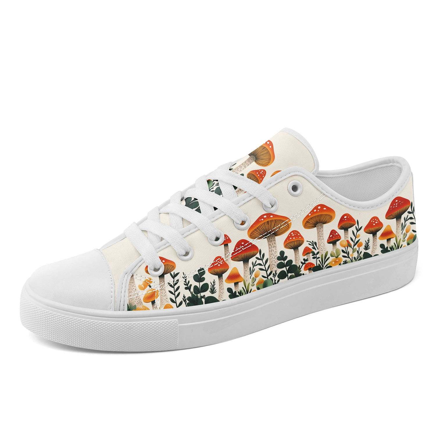 Coolcustomize Men's Plus Size Red Mushroom Print Sneakers - Lightweight ...