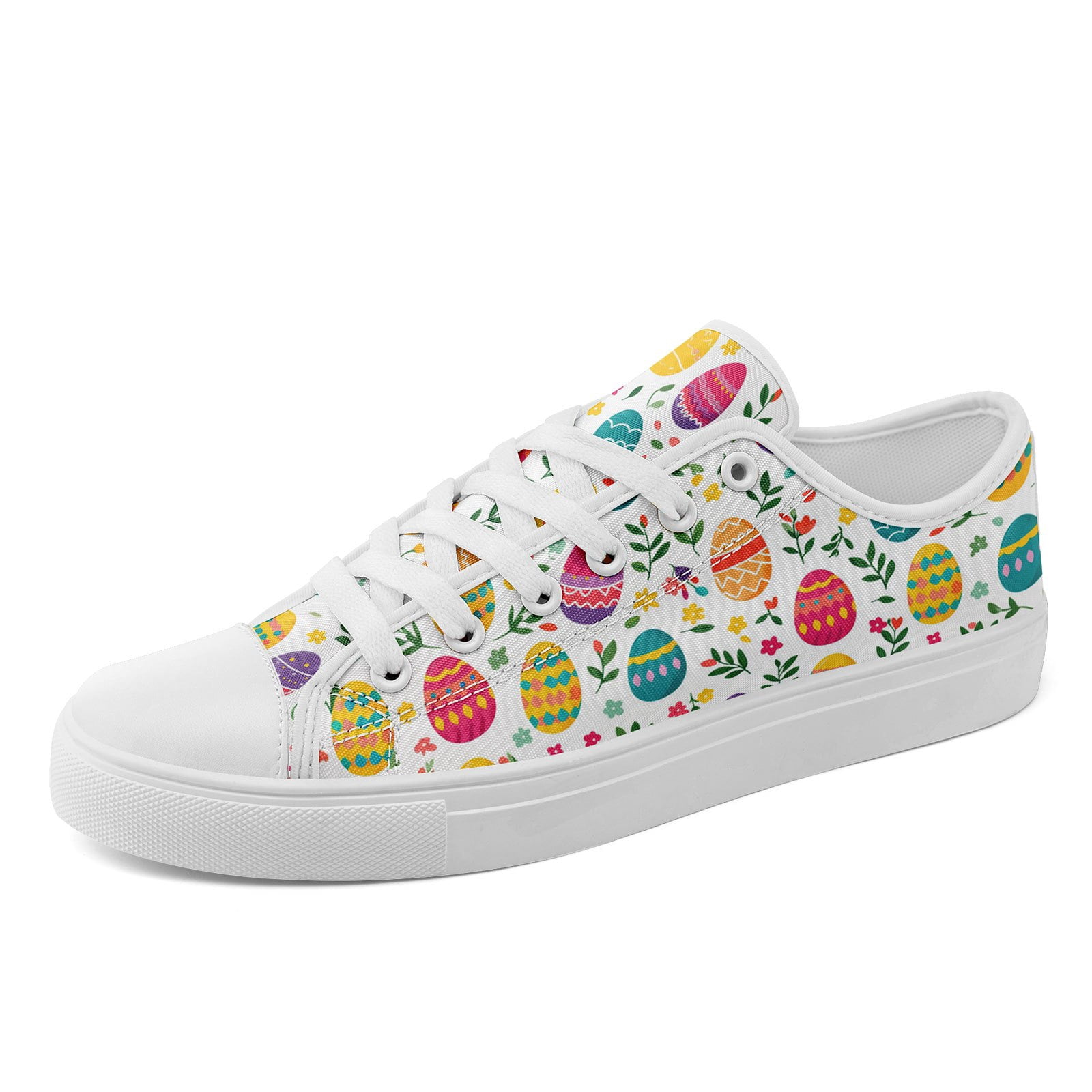 Coolcustomize Men's Plus Size White Colorful Easter Egg Low-Top ...
