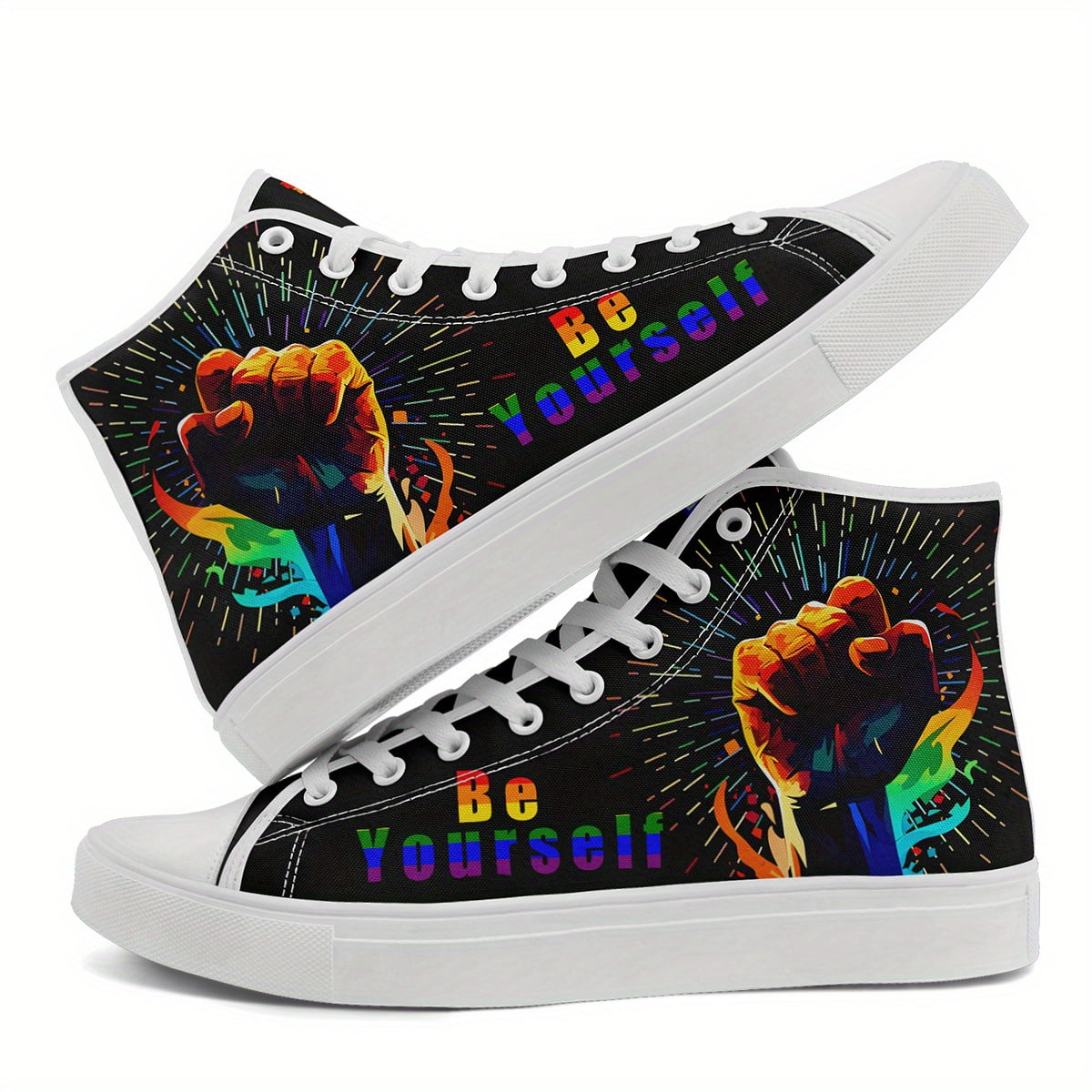 Coolcustomize Men's Pride Month High-top Love Sneakers, LGBT Rainbow ...