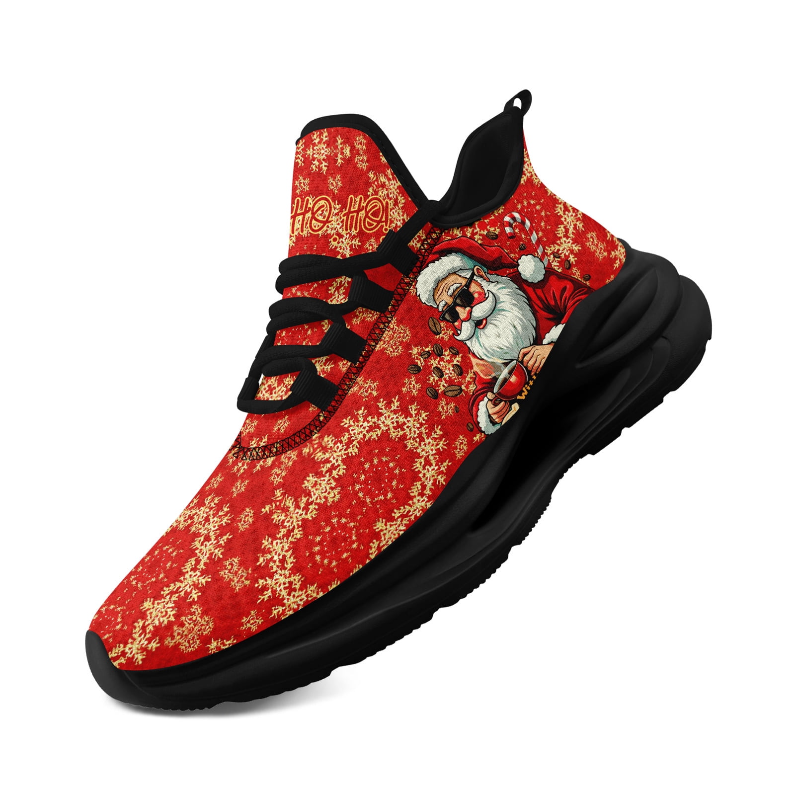 Coolcustomize Men's Santa Claus & Reindeer Print Sneakers, Breathable ...