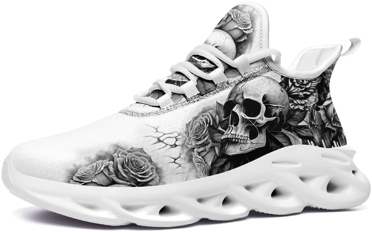 Coolcustomize Men's Skull Running Shoes Lightweight Cushion Sports ...