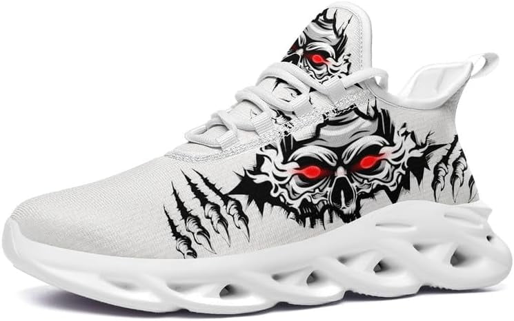 Coolcustomize Men's Skull Running Shoes Lightweight Cushion Sports ...