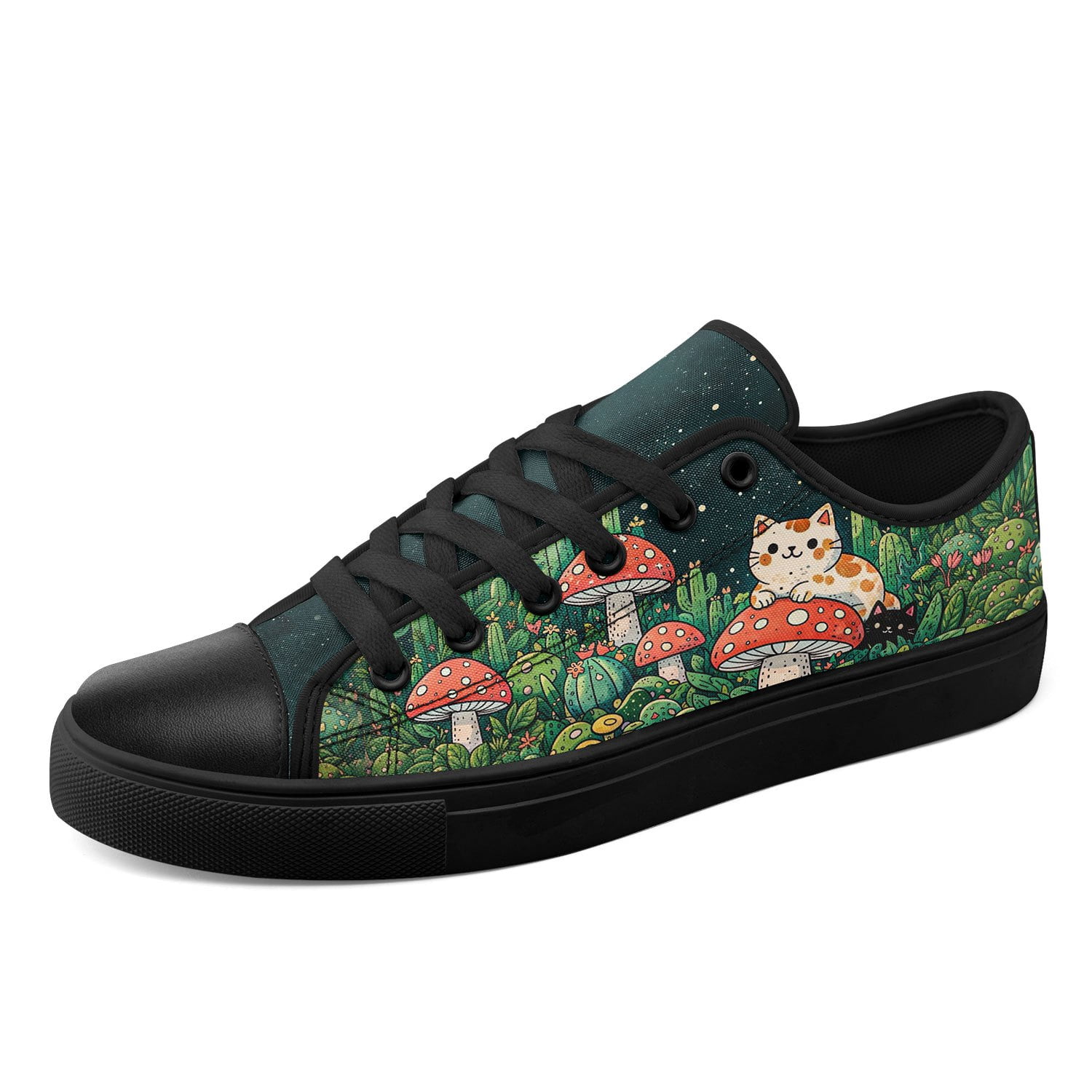 Coolcustomize Men's Whimsical Forest Mushroom & Pet Pattern Lace-Up ...