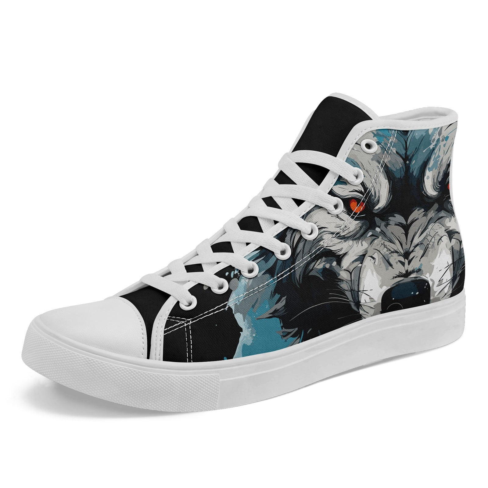 Coolcustomize Men's Wolf Face High-top Sneakers, Casual Shoes with Wolf ...