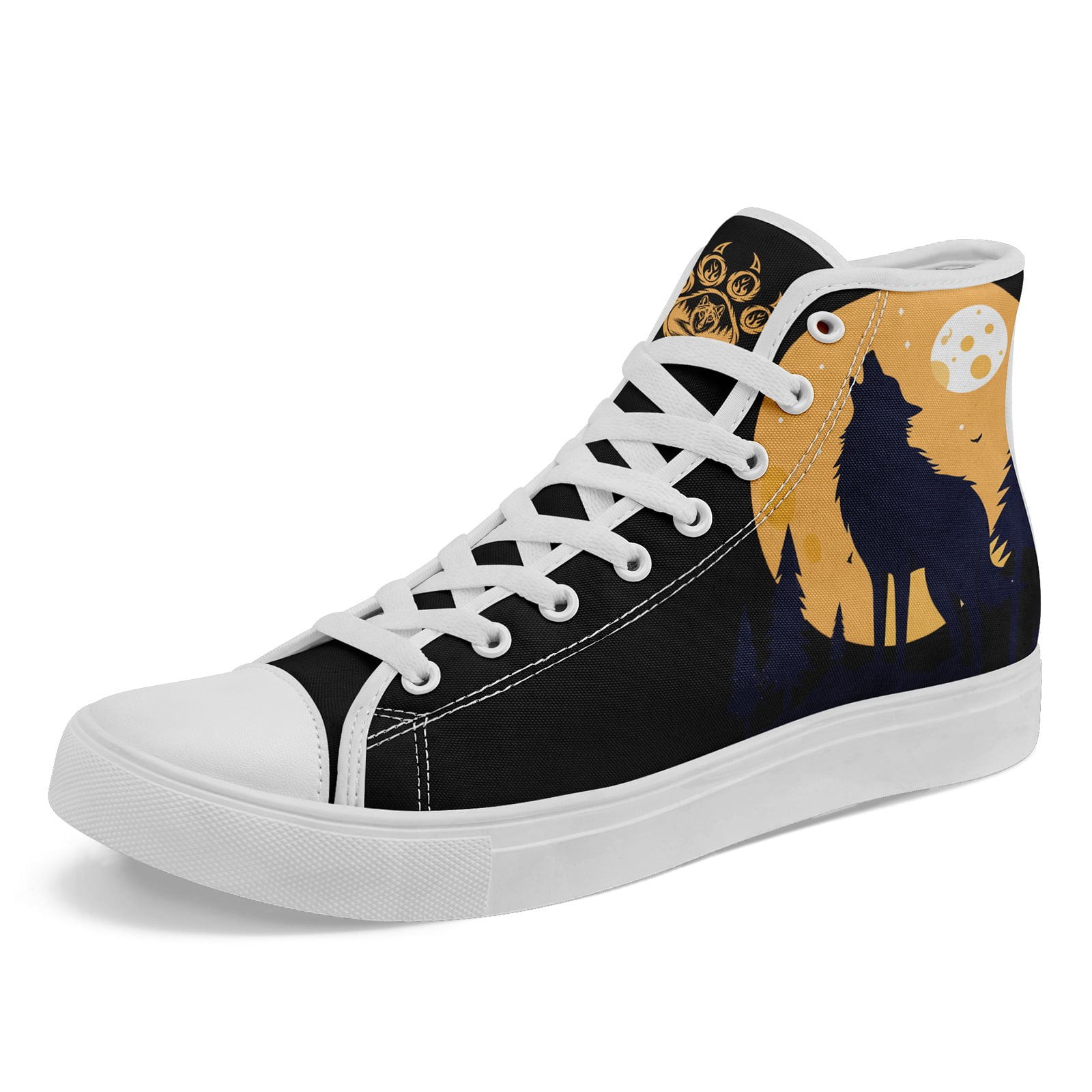 Coolcustomize Men's Wolf & Moon High-top Sneakers - Gothic Wolf Howling ...