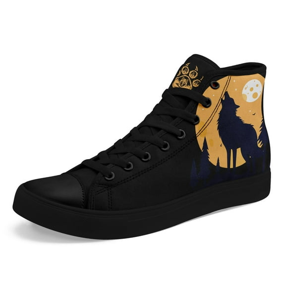 Coolcustomize Men's Wolf & Moon High-top Sneakers - Gothic Wolf Howling ...