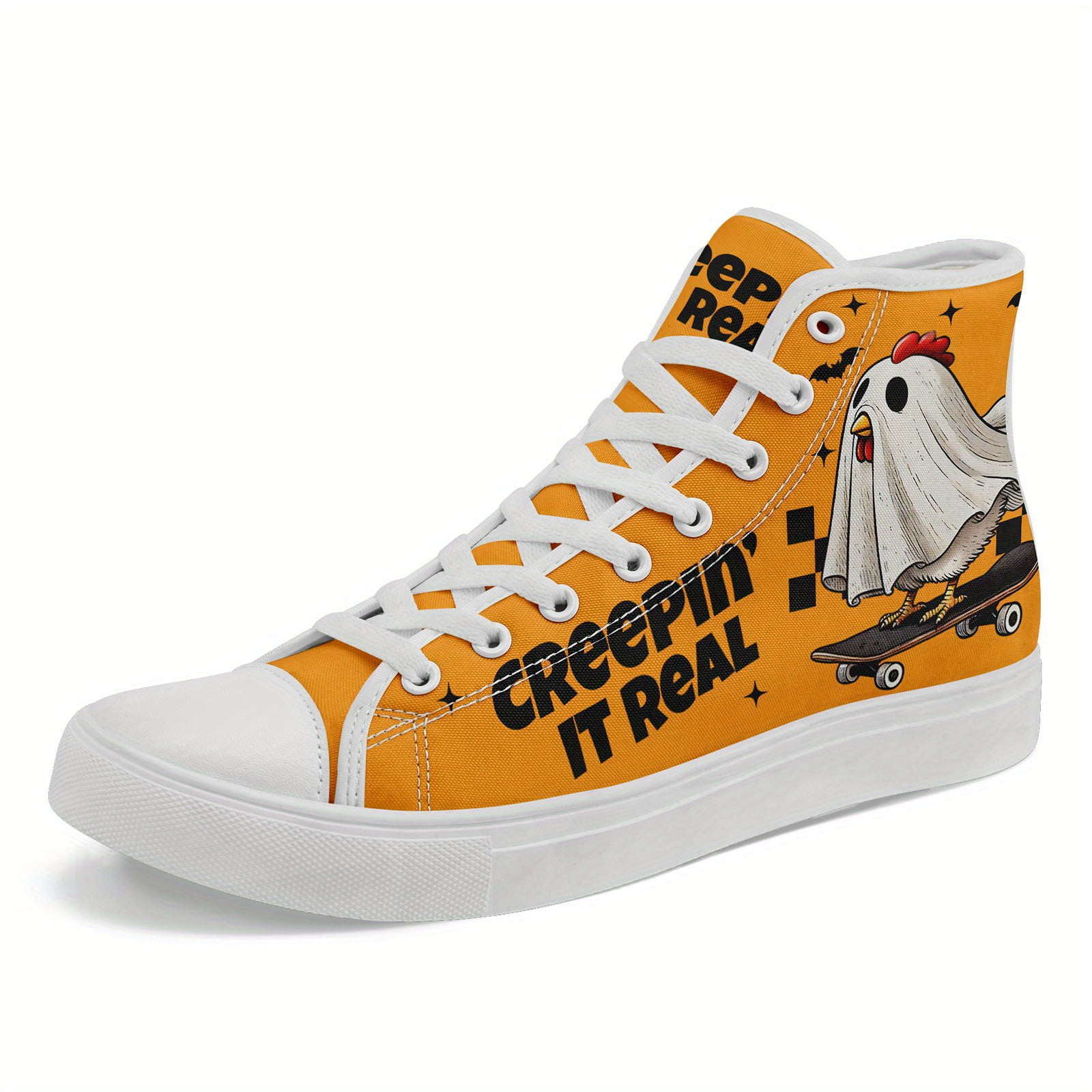 Coolcustomize Mens Halloween Sneakers, Orange/Black High-top Shoes ...