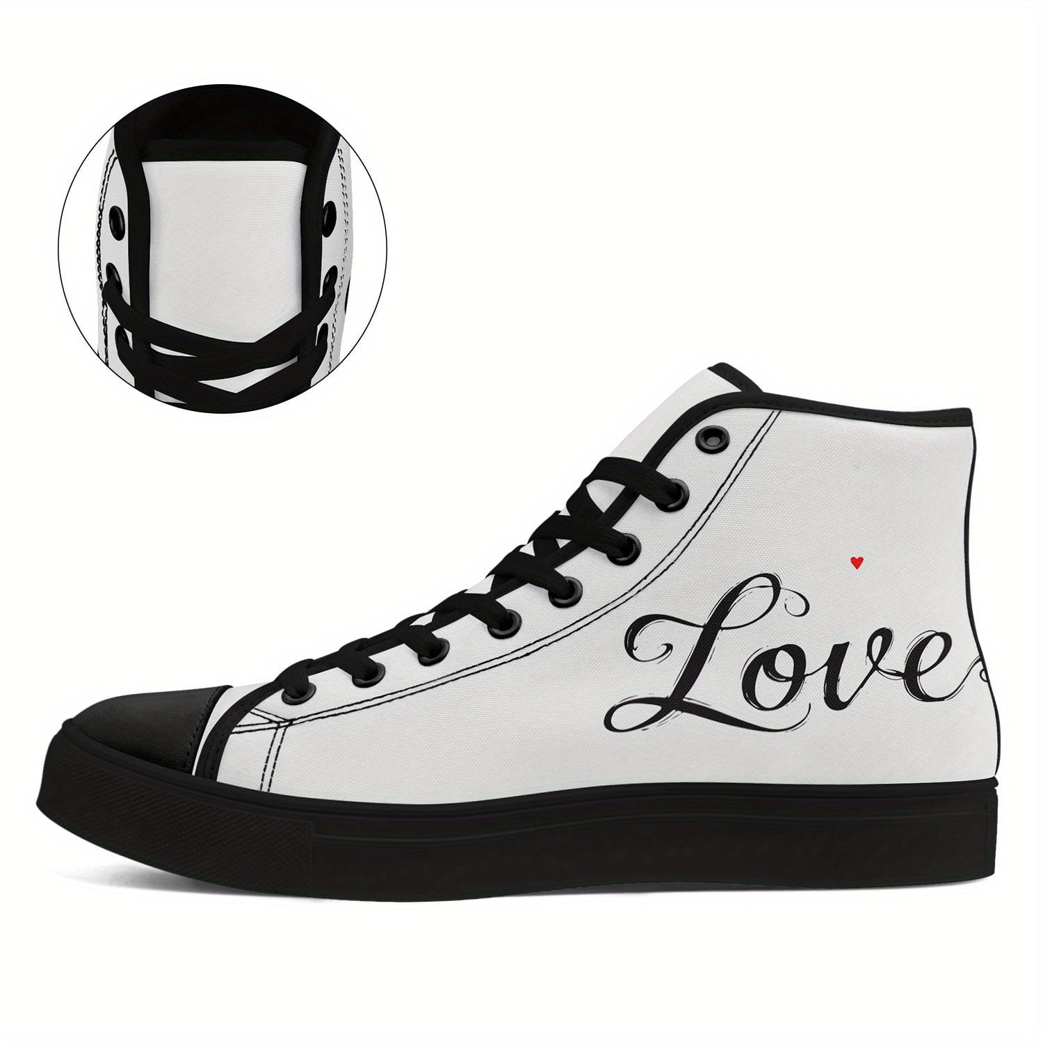 Coolcustomize Mens Plus Size Love Print High Top Sneakers, Romantic ...