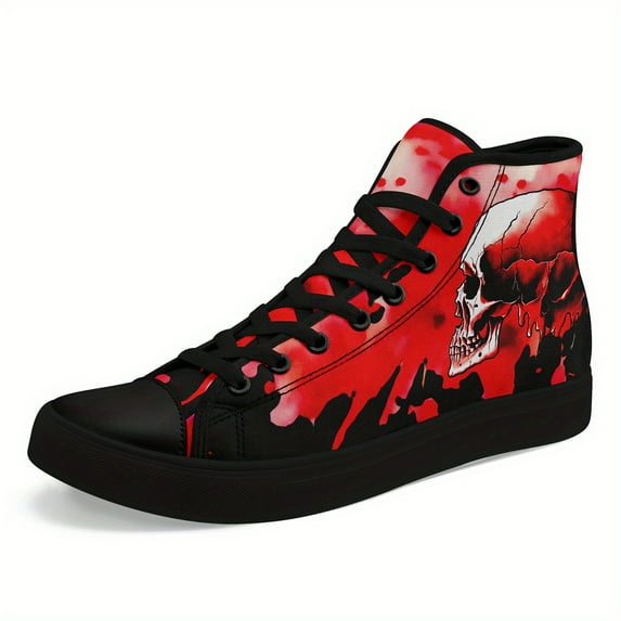 Coolcustomize Mens Plus Size Skull Print High-Top Sneakers, Stylish ...