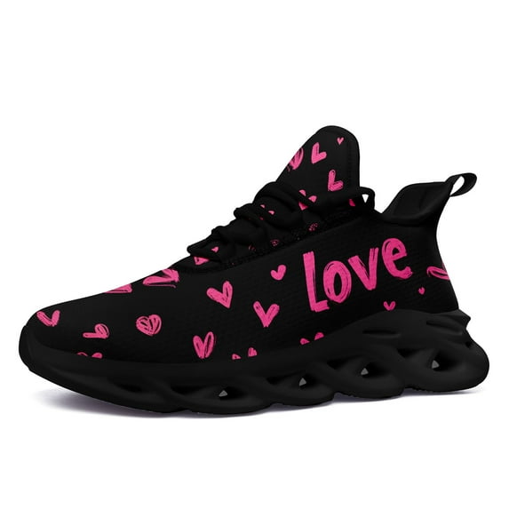 Coolcustomize Mens Valentine's Day Pink Heart & Love Lettering Sneakers ...