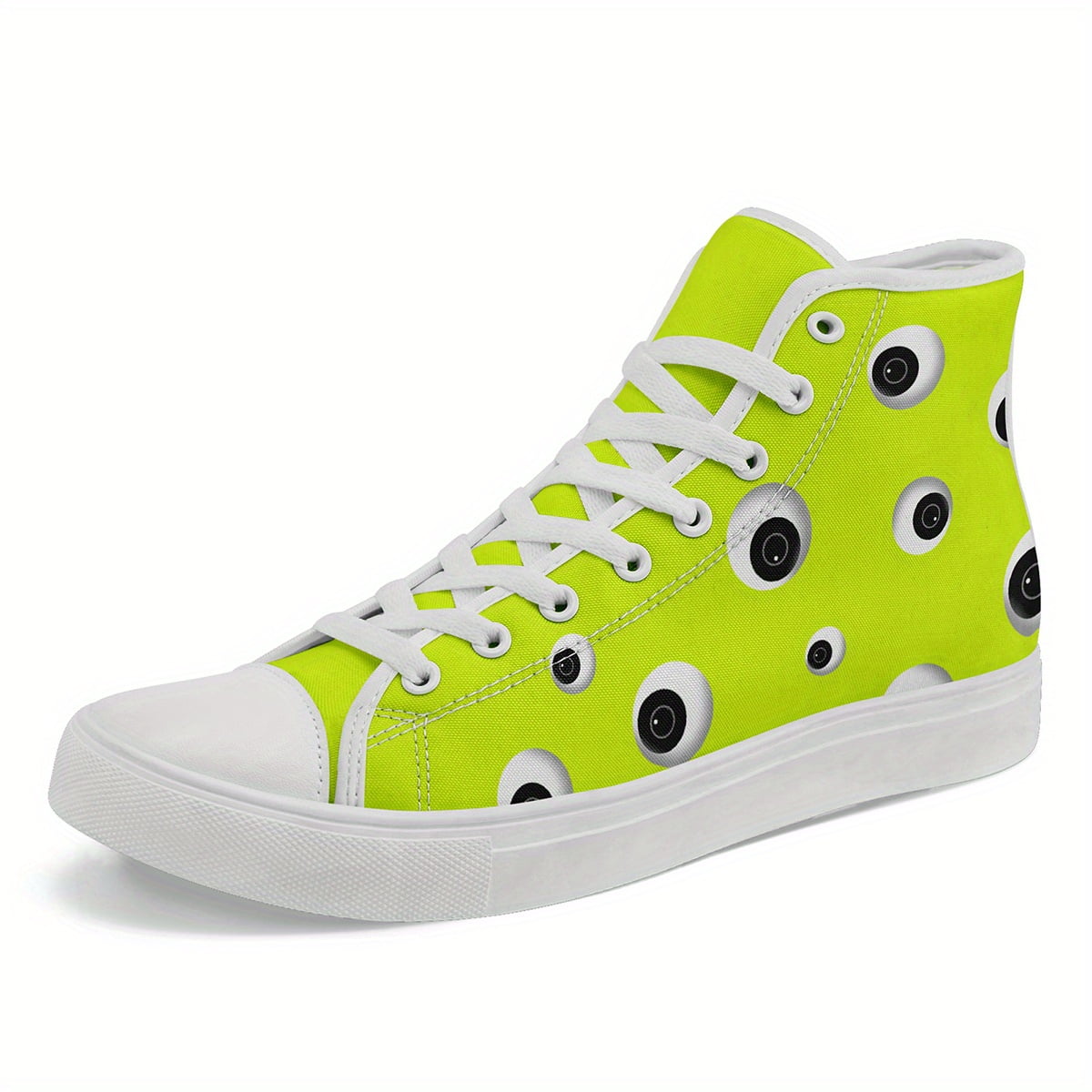 Coolcustomize Mens & Womens High-top Sneakers, Neon Green Eye-like ...