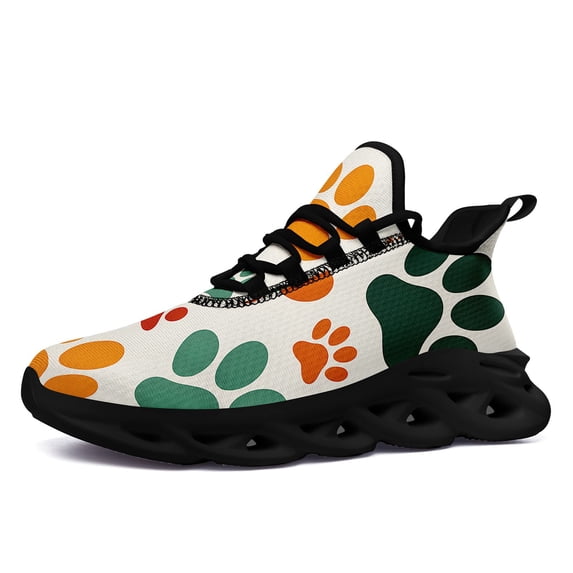 Coolcustomize Multicolored(Orange/Red/Green) Paw Design Print Gray ...